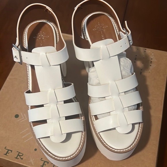 Free People | Shoes | Free People Nora White Platform Wedge | Poshmark